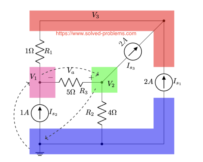 Problem 1-10: Solving by Nodal Analysis – Circuit with Four Nodes – Solved Problems